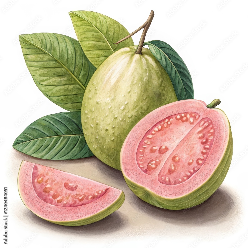 Guava Delight: A fresh, vibrant guava with its skin still intact is ...
