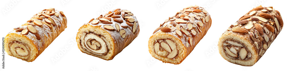 Almond Swiss roll isolated on white background Mix Collection Png ...