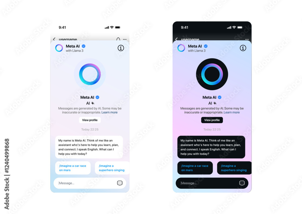 instagram new update 2025 with Meta AI - Light and dark mode, Instagram social network app UI ...