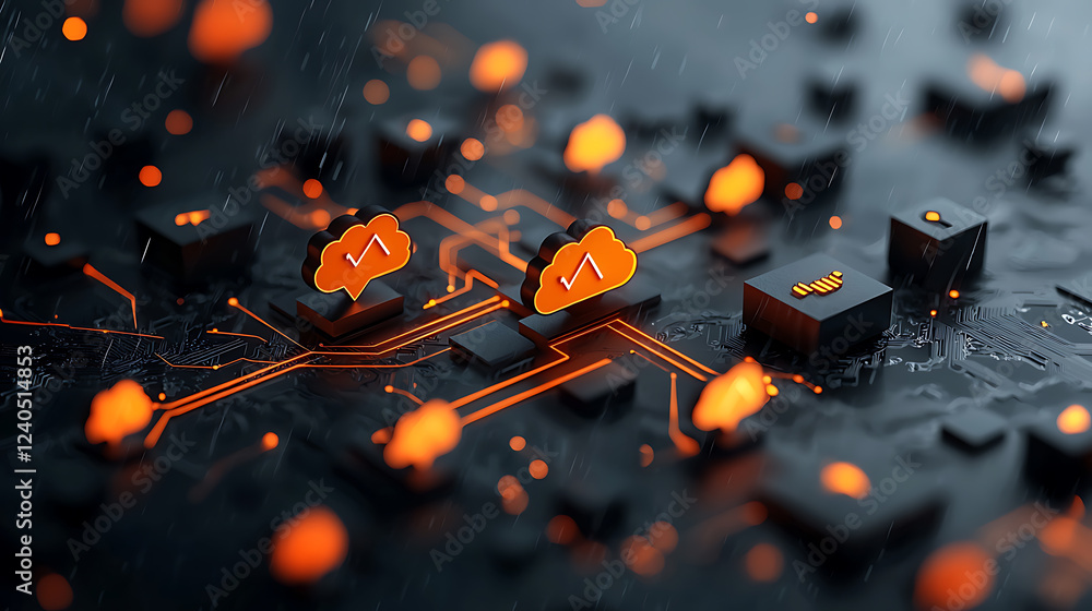 Ilustración de Stock Dynamic lightning bolts connecting digital ...