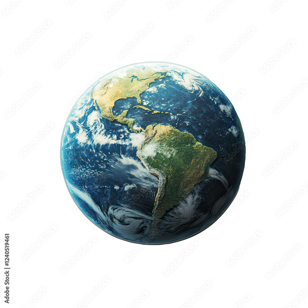 Rotating Earth, continents visible, transparent background, global use ...