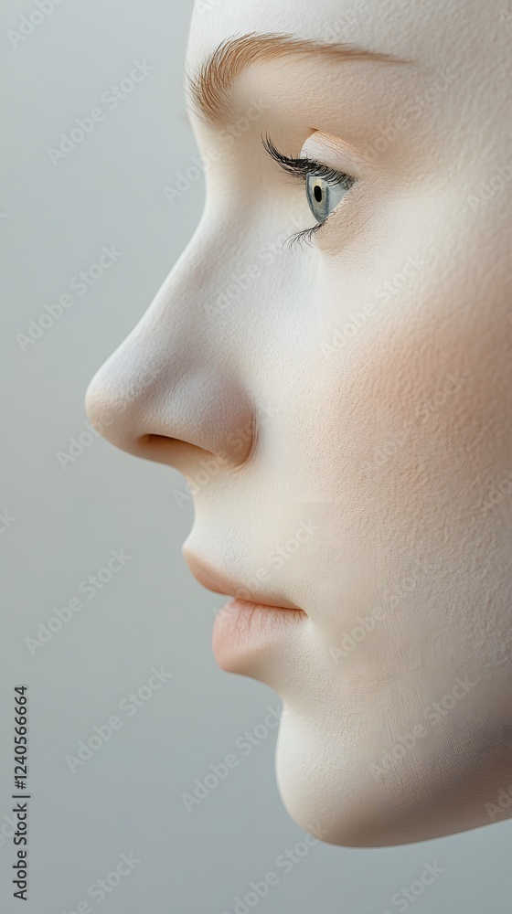 64. A side profile of a face showing deep-set eyes, a straight nose ...