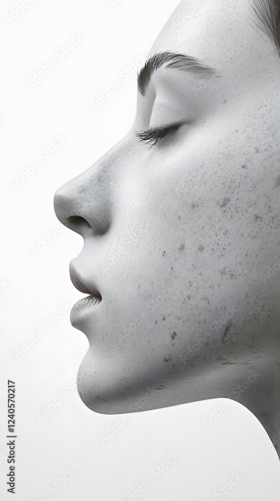 87. A profile of a face with a wide forehead and slim chin, emphasizing ...