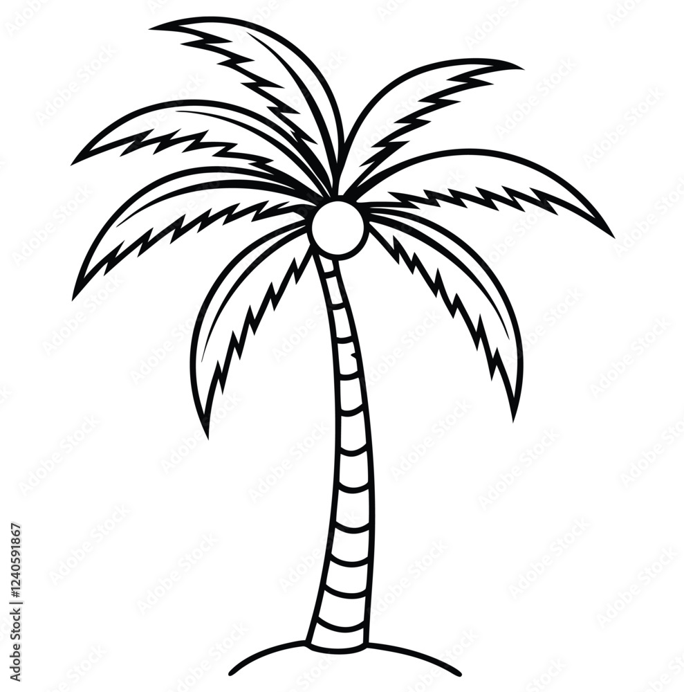 A simple line drawing of a tropical tree, palm tree, coconut tree ...