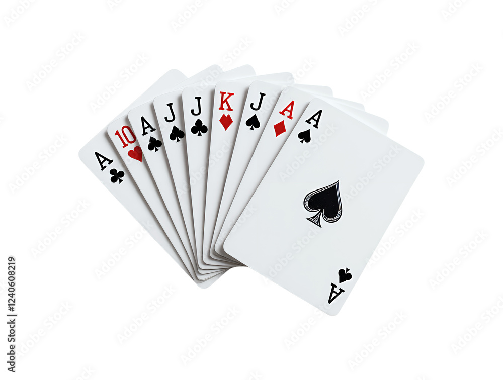 Full House Poker Hand with Jacks and Aces Playing Cards in Fan ...