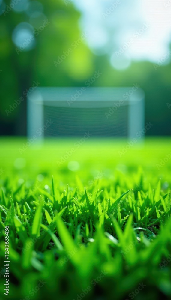 Crisp, vibrant green grass, perfectly marked sports field, ideal ...