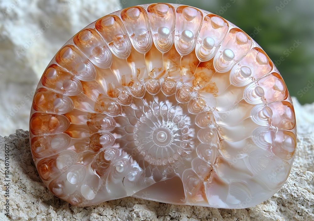 Stock-Foto „shell nautilus pearl Fibonacci sequence symmetry cross ...