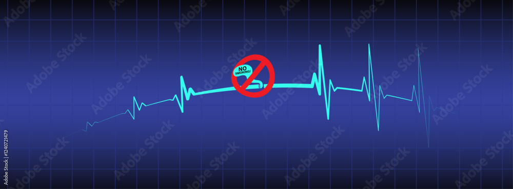 Bleu medical monitor background, creative no smoking sign concept with ...