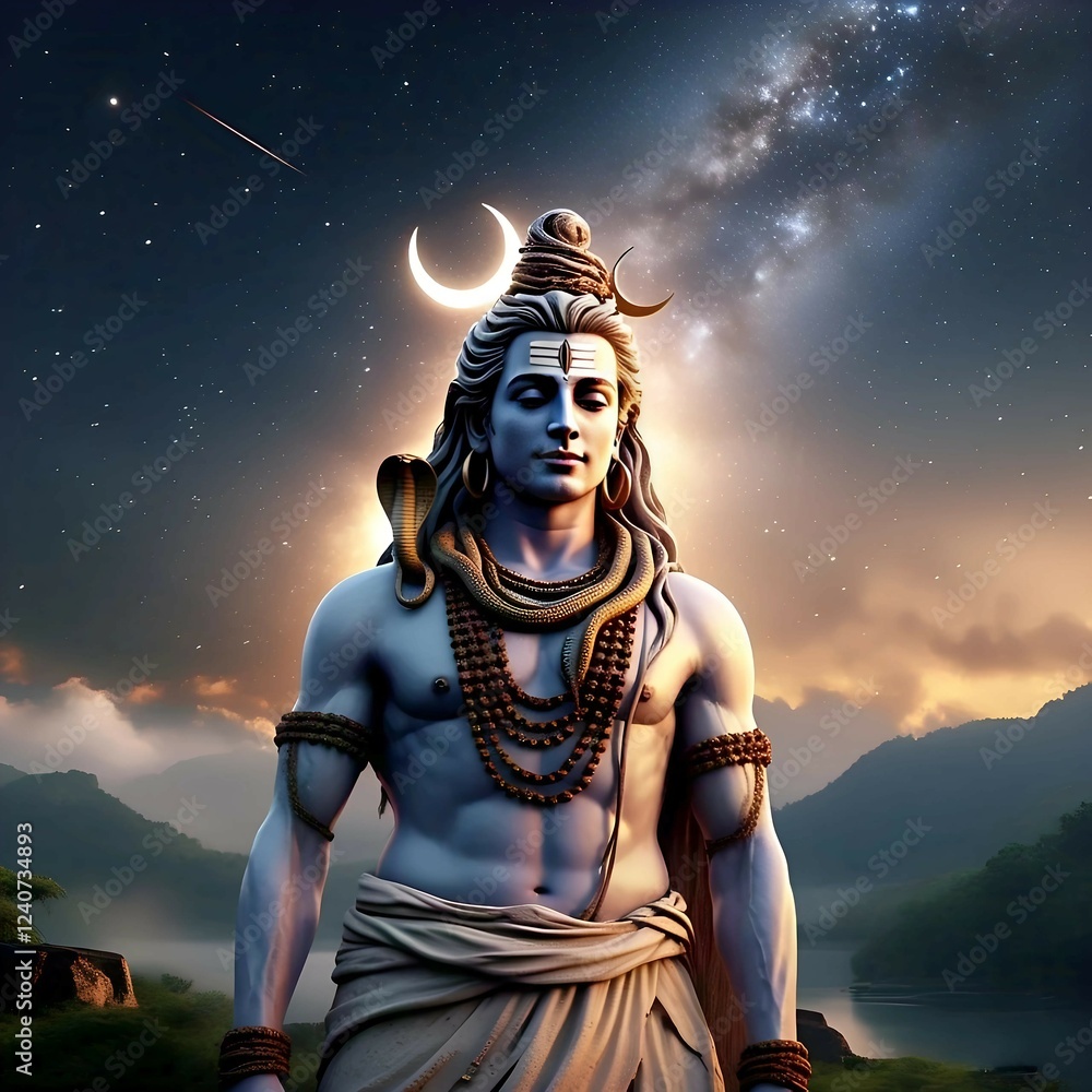 Lord Shiva Mahadev Bholenath Shankar Neelkanth Adiyogi Under the Night ...