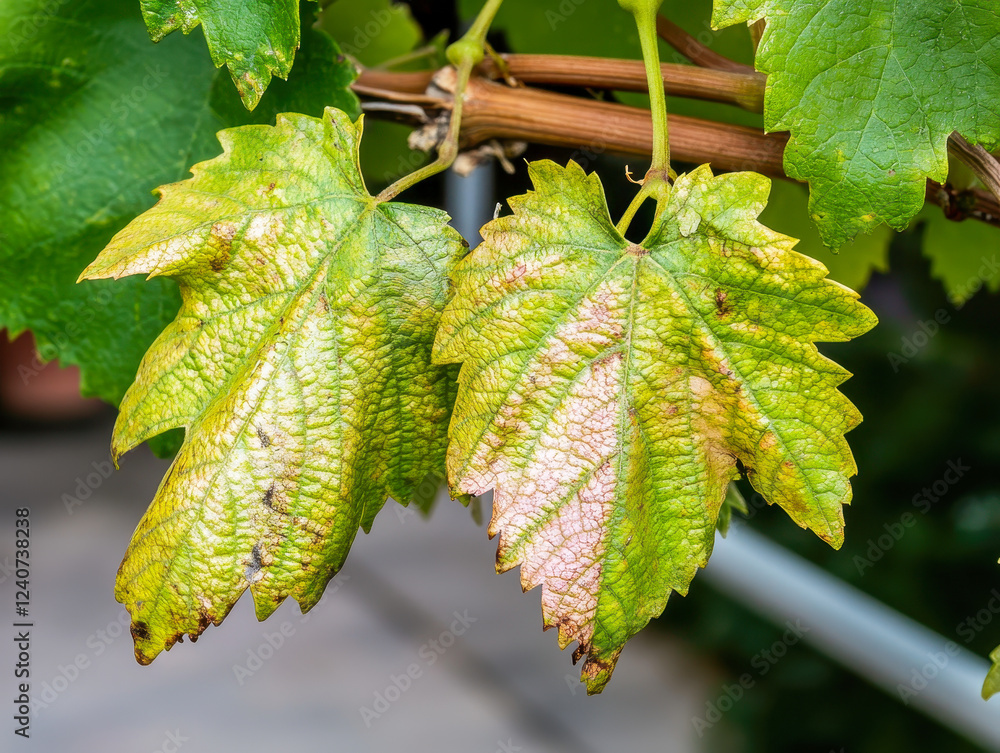 Grapevine leaf showing symptoms of esca disease, close up Stock Photo ...