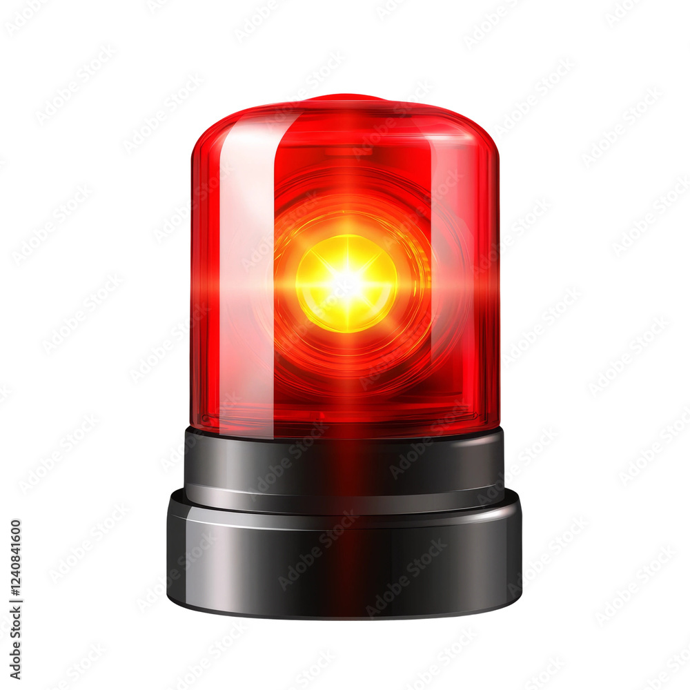 Bright red emergency light with a transparent background, commonly used ...