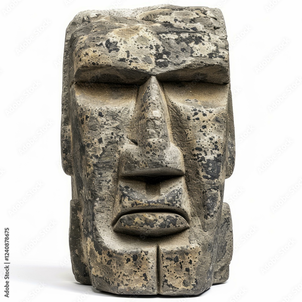 Stone replica of a moai statue, a monolithic human figure carved by the ...