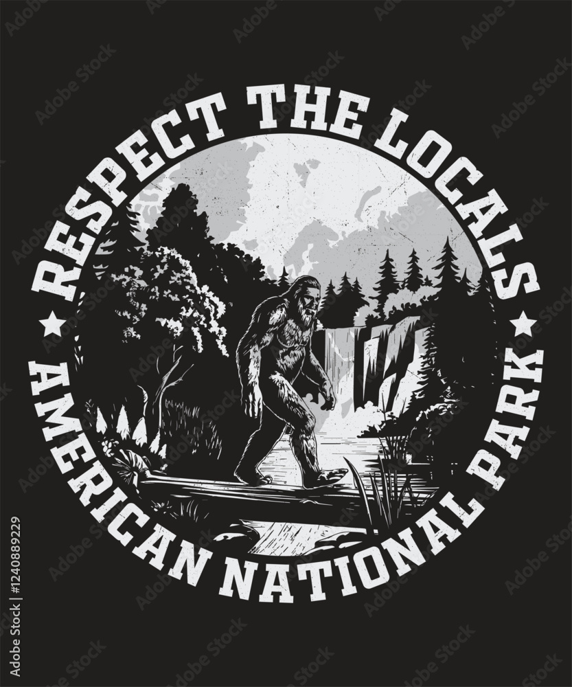 Bigfoot vector illustration, Sasquatch silhouette icon,Hairy wild man ...