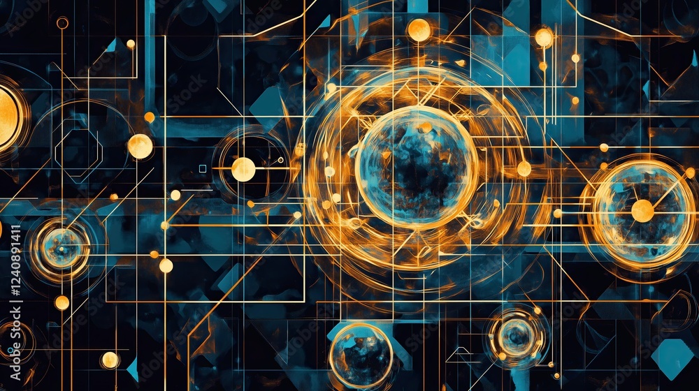 Retro sci-fi technical illustration of a fusion reaction, deuterium and ...