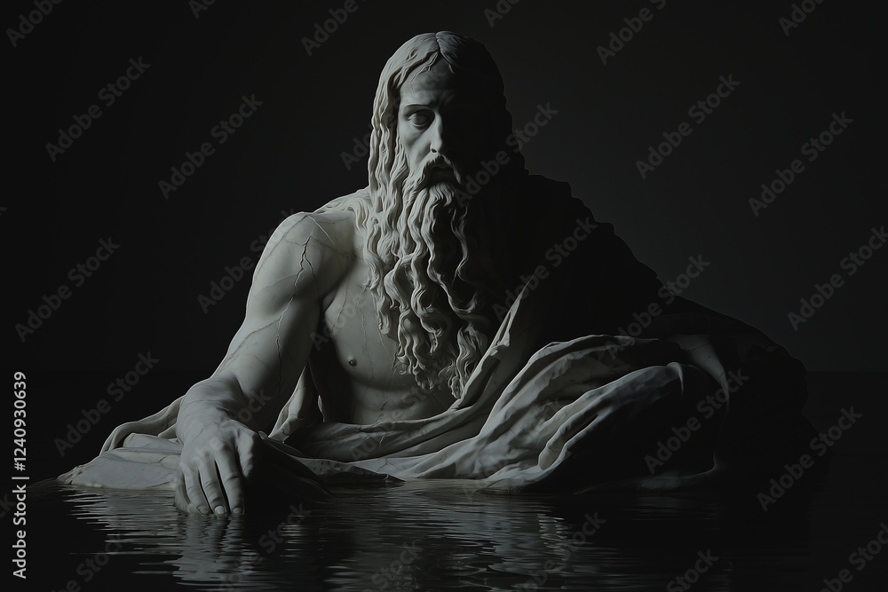 Antique marble statue of god of the kingdom of the dead Hades in the ...