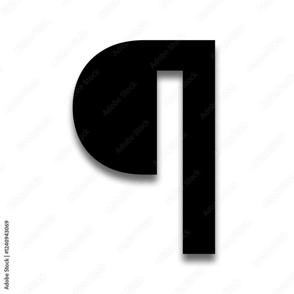 Black color ¶ pilcrow paragraph mark with a soft shadow down on ...