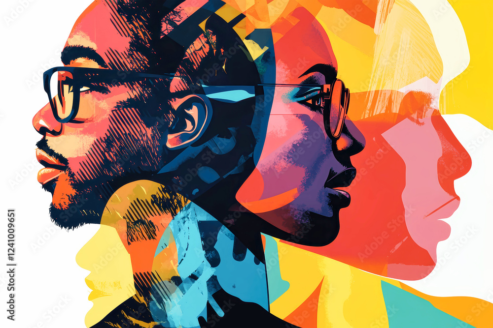 Bold expressions of unity in vibrant abstract collage celebrating ...