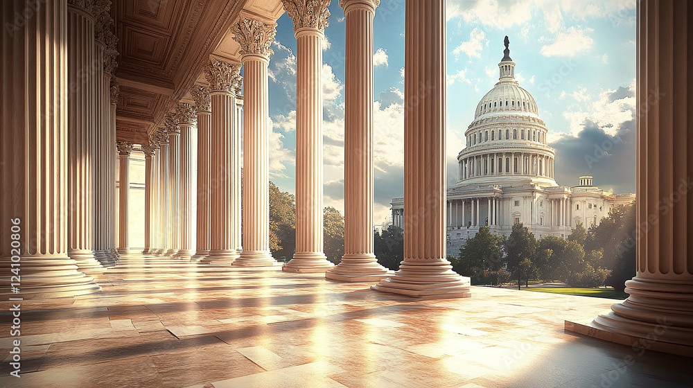 Neoclassical Architecture Elegant Columns and Ornate Capitol Building ...