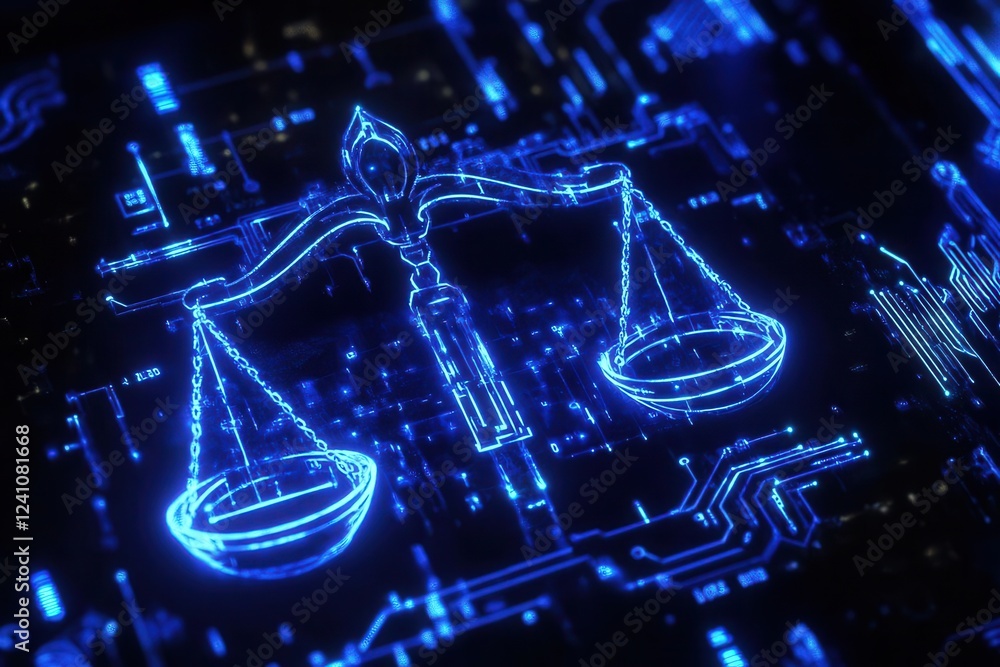 Stock-Illustration „digital justice concept featuring holographic ...