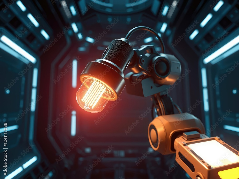 High-intensity discharge lamp on a futuristic background featuring a ...