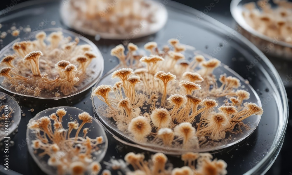 Mucor fungus colonies on agar plate with focus , colonies, mycology ...