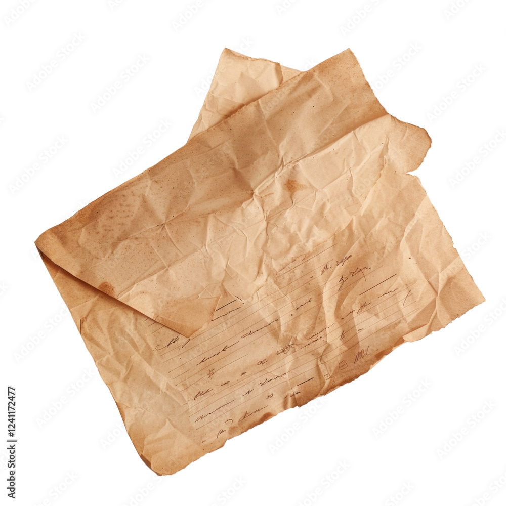 Old crumpled paper with handwritten notes, showcasing vintage texture ...