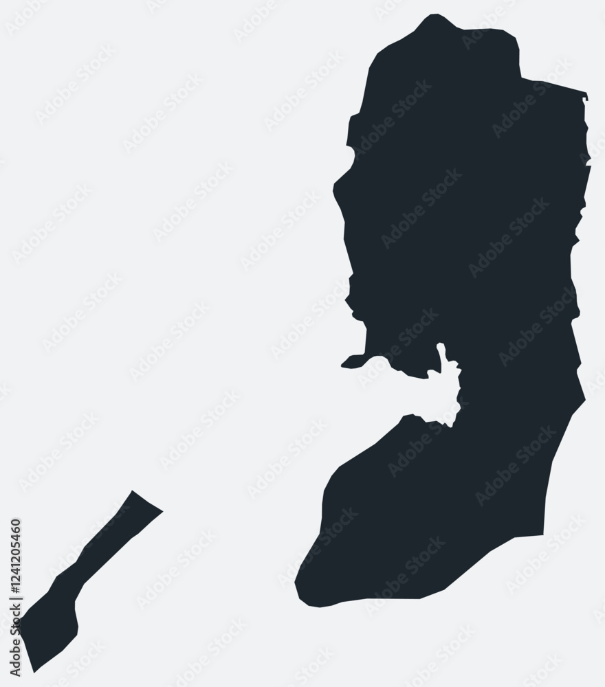 Palestine map. Just a simple border map. Shape of the country. Flat ...