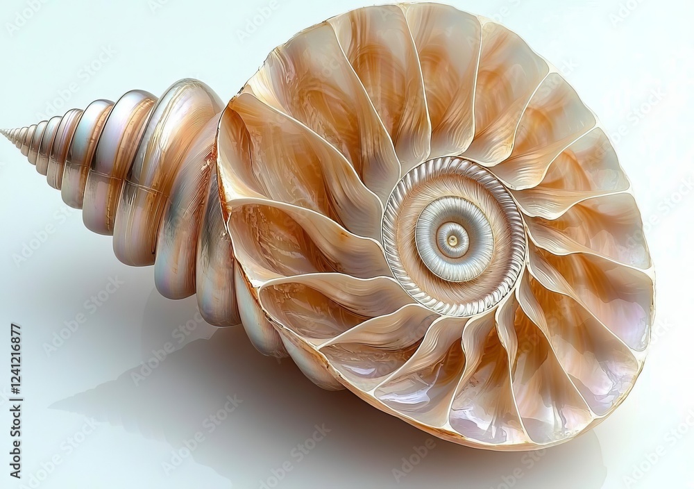 shell nautilus pearl Fibonacci sequence symmetry cross section spiral shell structure golden ...