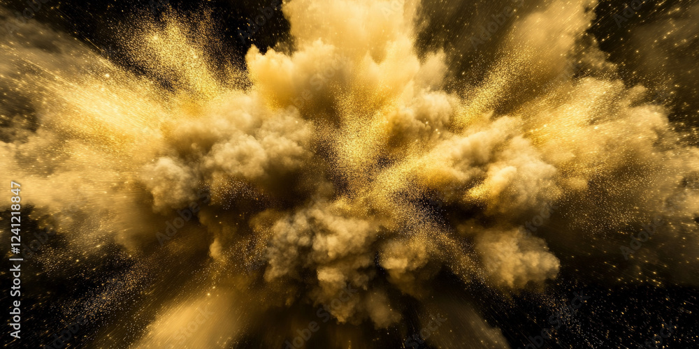 Gold explosion background with dynamic shimmering metallic particles ...