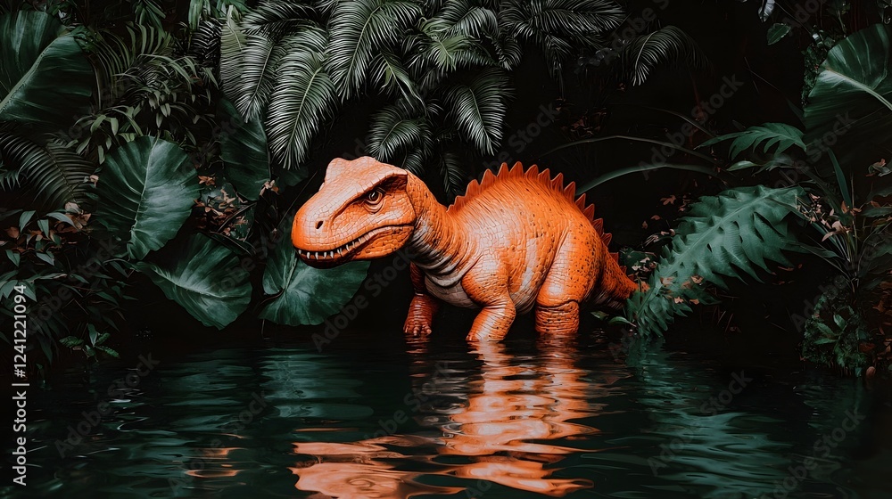 Quaesitosaurus an ancient dinosaur roaming through a vibrant lush ...