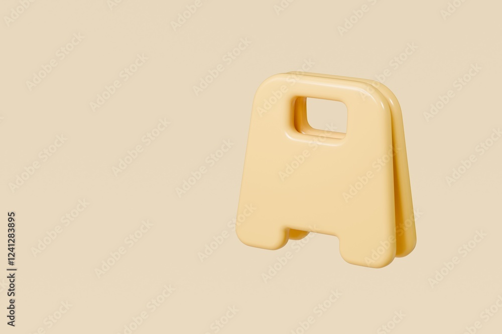 3d Yellow warning sign board icon. Warning sign wet floor concept. 3d ...