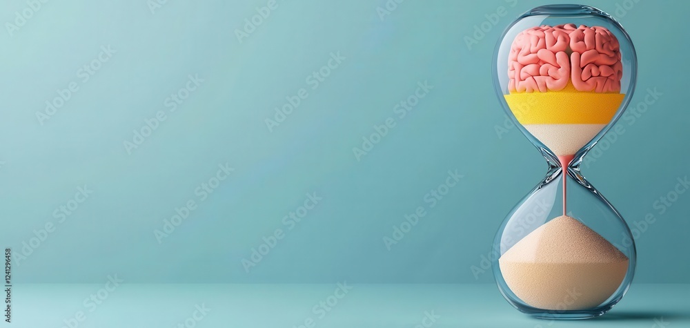 mindfulness present moment mental health. An hourglass with colorful ...