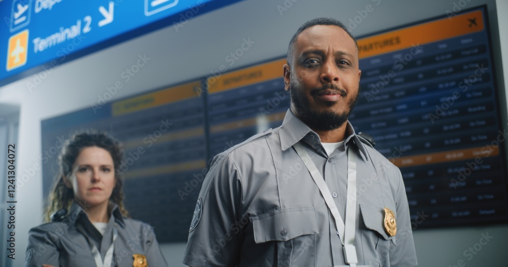 Portrait of Professional Security Officers in International Airport ...
