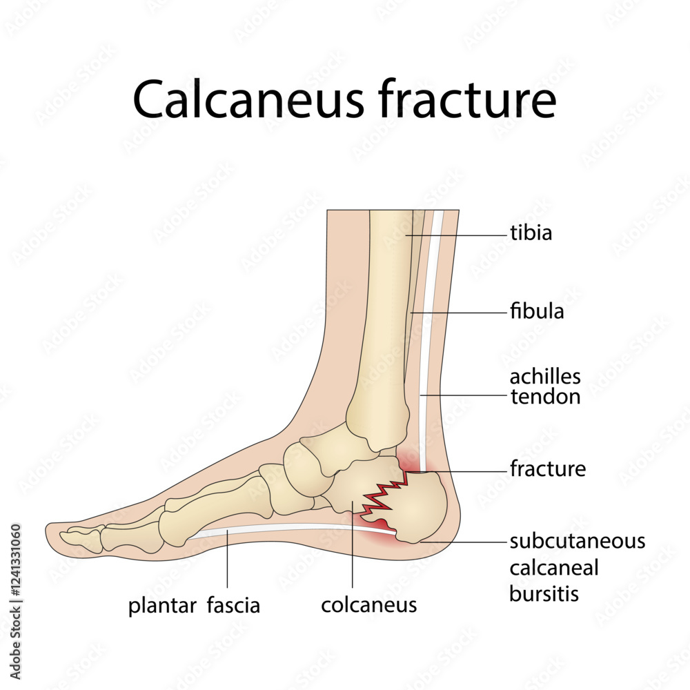 Anatomy of a calcaneal fracture with a diagram of the structure of a ...