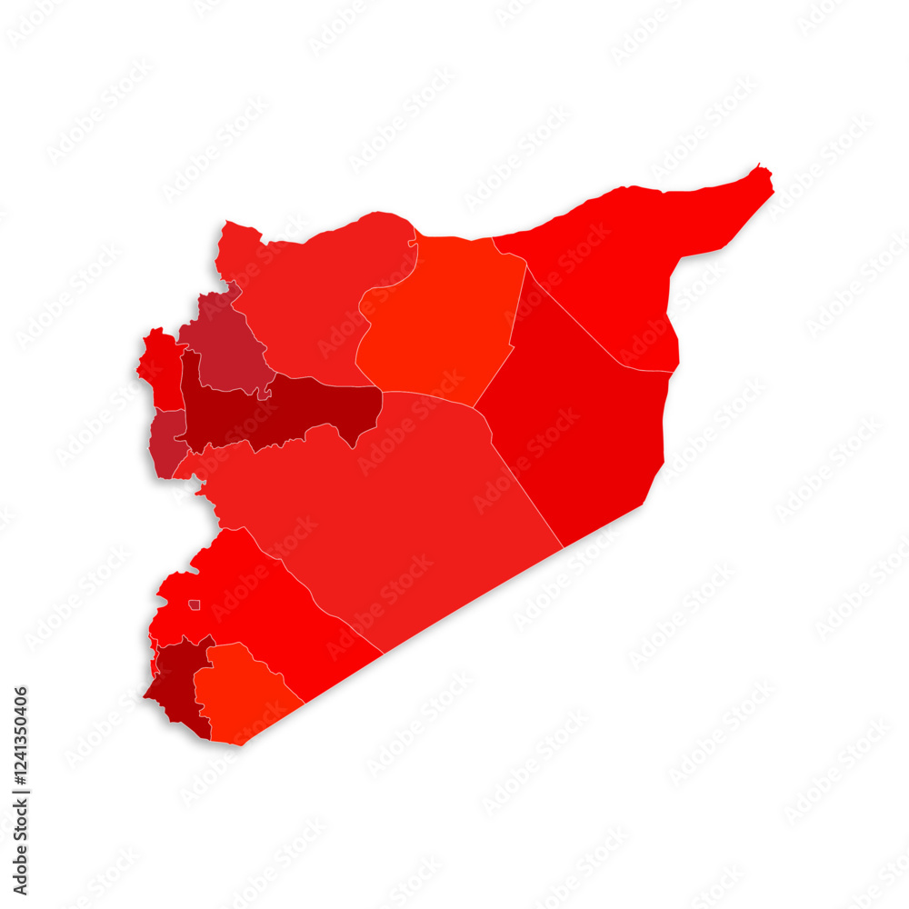 Syria map with border highlighted regions, states, isolated on white ...