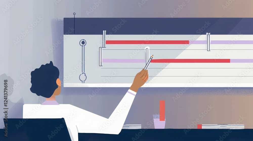 Business professional tracking individual and team goals using progress ...
