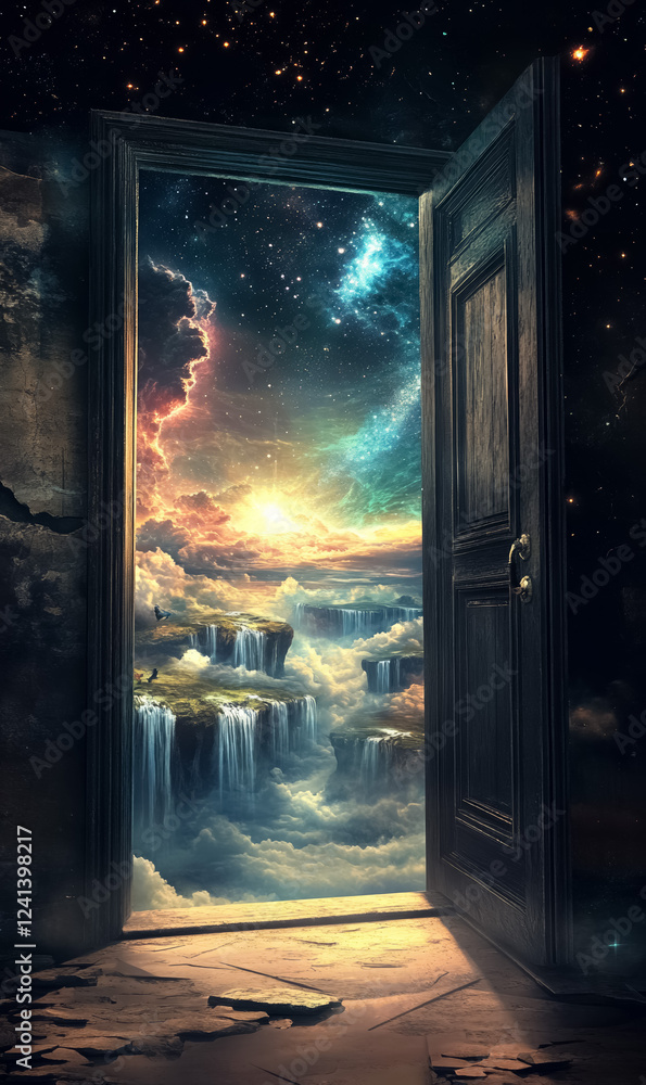 magic fantasy door to another world, parallel dimensions and heaven ...