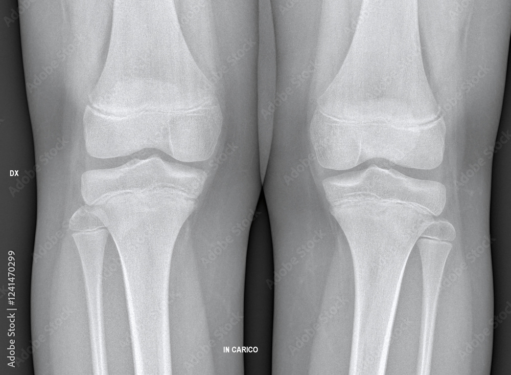 Stock-Foto „X-ray image reveals Osgood-Schlatter disease affecting ...
