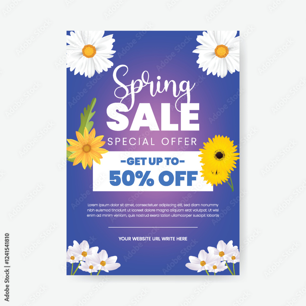 Spring print flyer or poster vector editable a4 template with spring ...