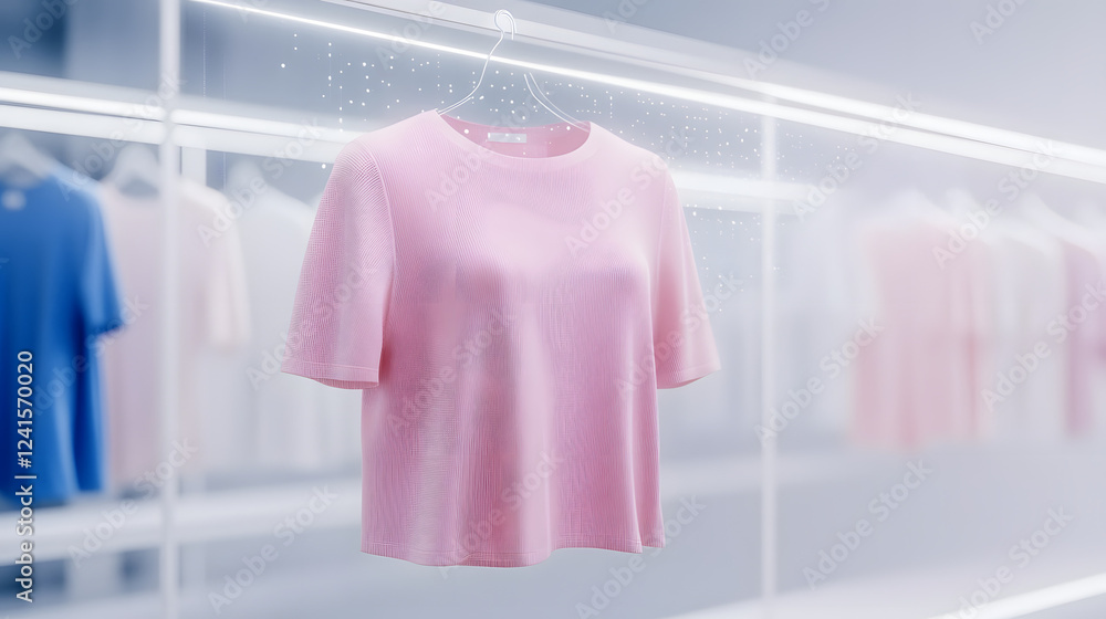 AI-powered virtual fitting room with body-scan mirrors, offering a futuristic shopping ...