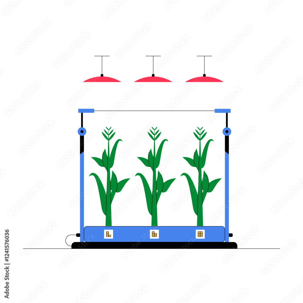 Indoor Smart Farming System With Corn Plants And LED Growth Lights ...