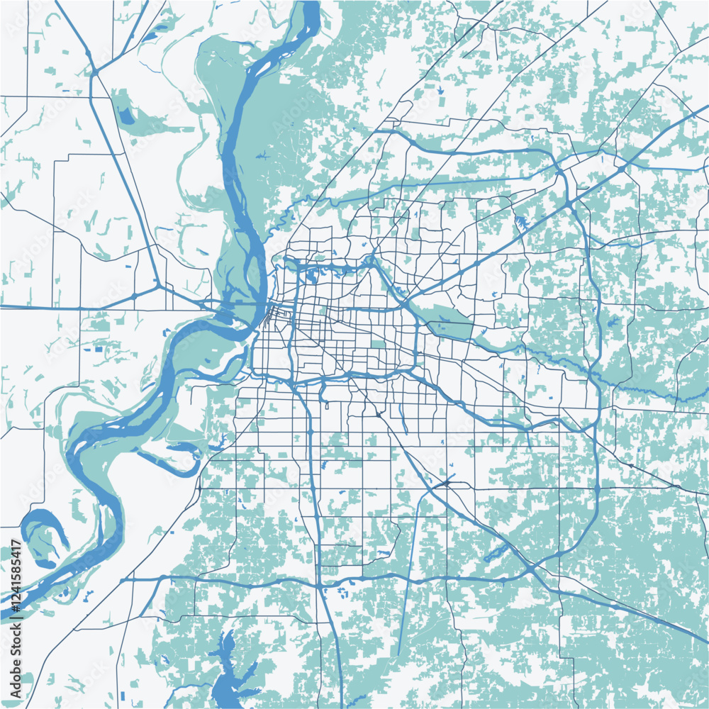 Map of Memphis Metro in Tennessee in a professional blue style ...