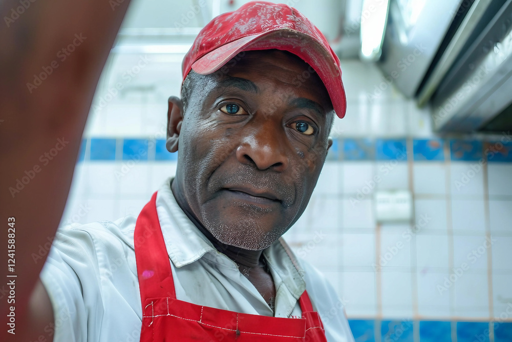 Generative AI Image of a Focused Chef in Fast Food Restaurant Kitchen ...