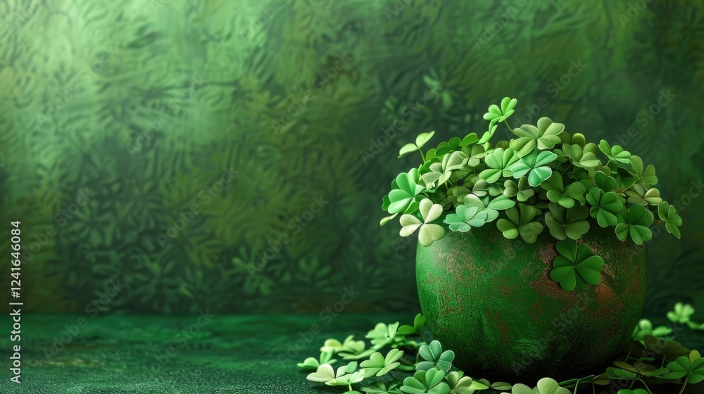 watercolor illustration, St. Patrick's Day, honey pot, full clover ...
