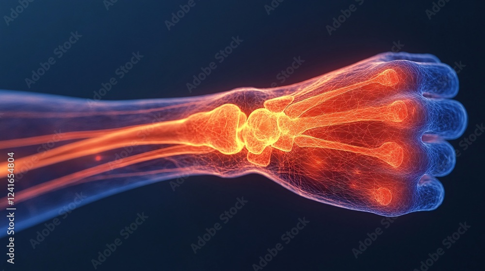 X-ray of hand and arm showing inflammation. Stock Illustration | Adobe ...