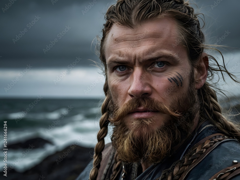 portrait photograph of a Viking man Stock Photo | Adobe Stock