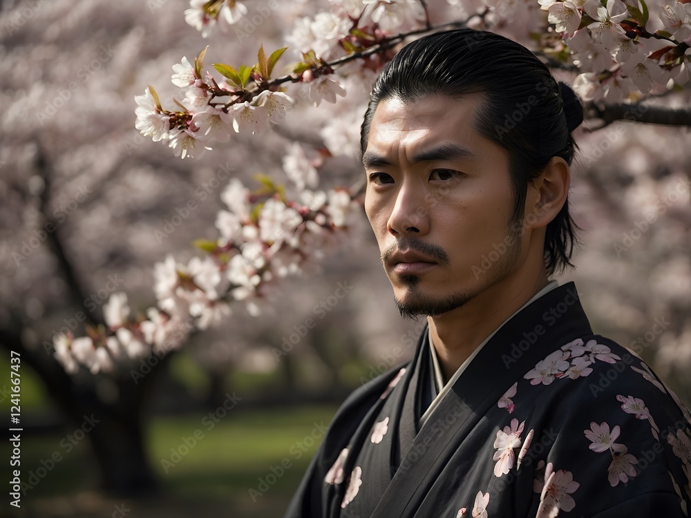 portrait photograph of ancient Japan man Stock Photo | Adobe Stock