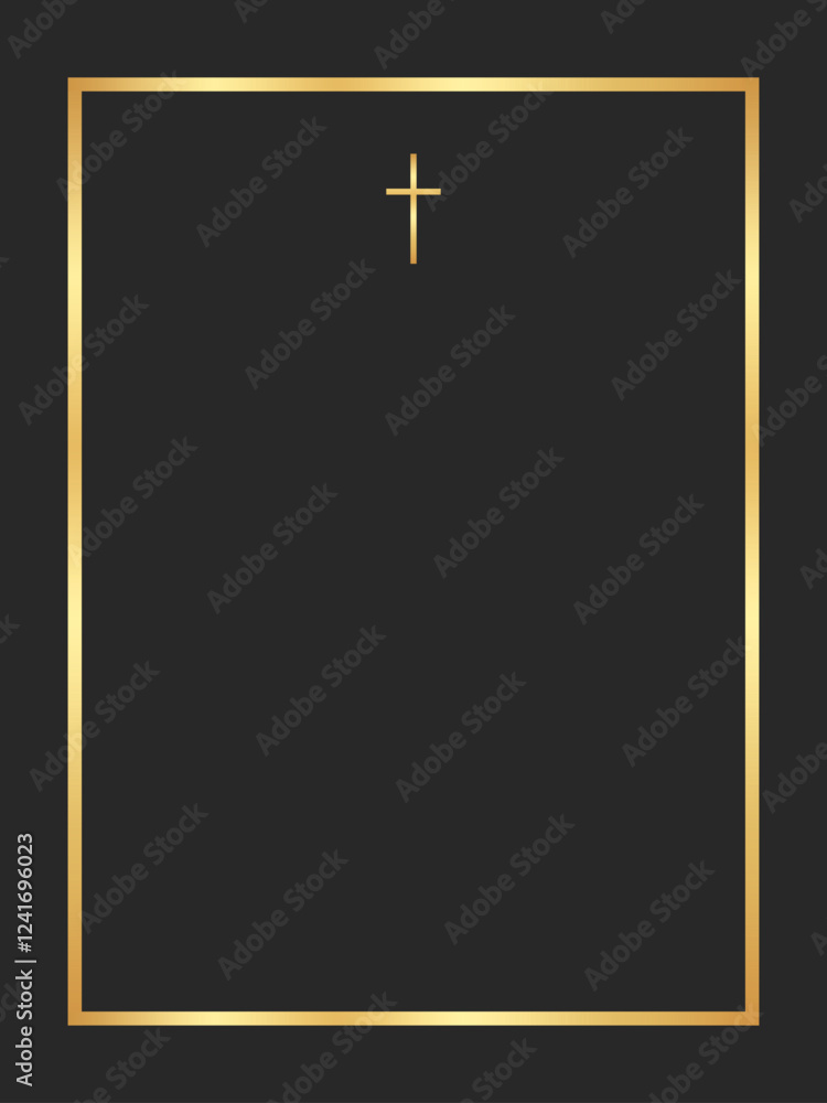 Funeral vector gold and black Empty card Funeral Invitation background ...