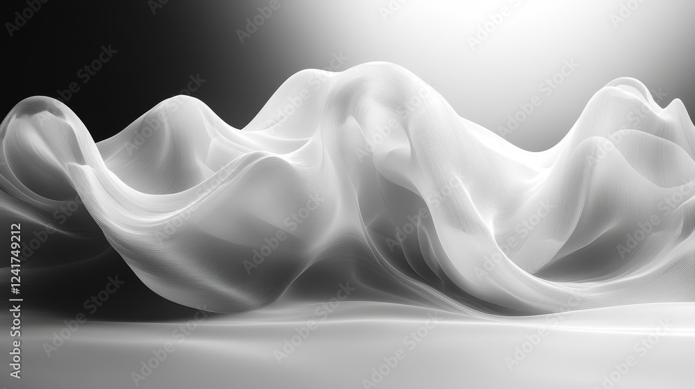 Monochromatic Draped Fabric Texture - Abstract grayscale image symbolizing fluidity, elegance ...