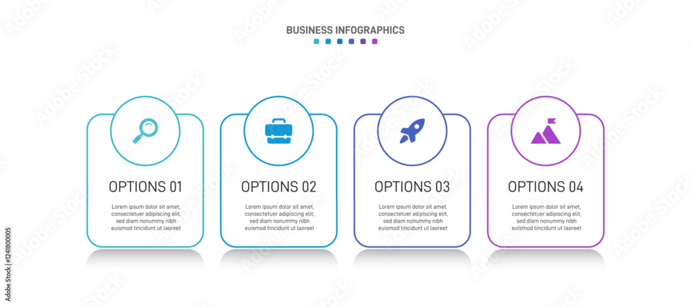Horizontal progress bar featuring 4 arrow-shaped elements, symbolizing ...